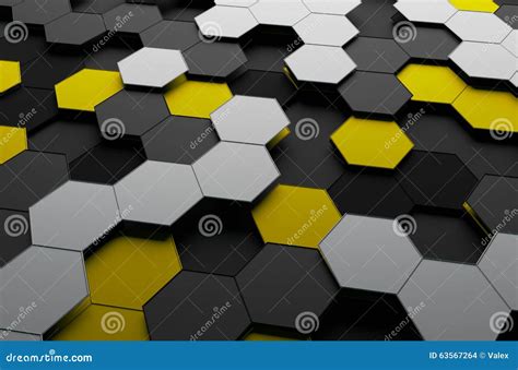 Abstract D Rendering Of Surface With Hexagons Stock Illustration Illustration Of Network