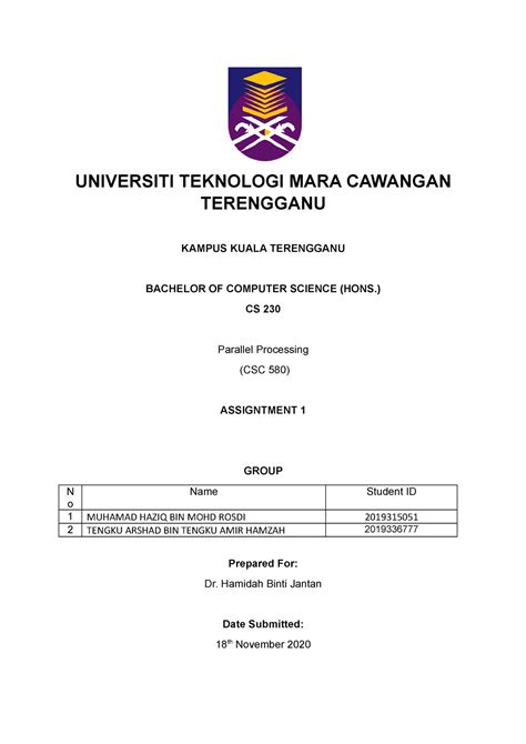 Assignment 1 Csc580 2019 315051 Cs230 6c Universiti Teknologi Mara