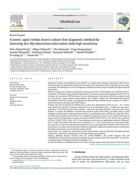 Pdf A Novel Rapid Within Hours Culture Free Diagnostic Method For Detecting Live