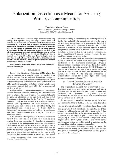 Pdf Polarization Distortion As A Means For Securing Wireless