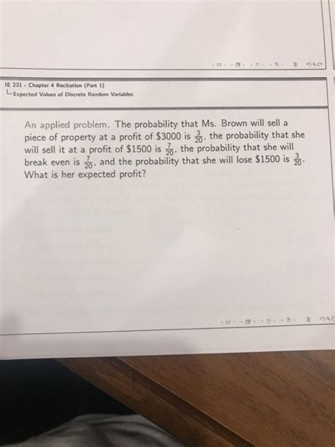 solved ie 231 chapter 4 recitation part 1 expected