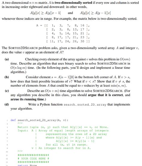 Solved A Two Dimensional Nx M Matrix A Is Two Dimensionally
