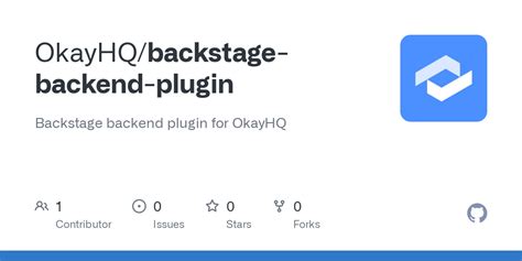 Github Okayhqbackstage Backend Plugin Backstage Backend Plugin For