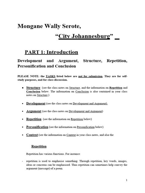 city johannesburg part 1 introduction pdf poetry anthropomorphism