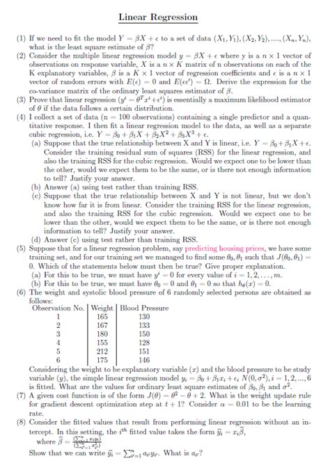 Solved If we need to fit the model Y βX ϵ to a set of Chegg