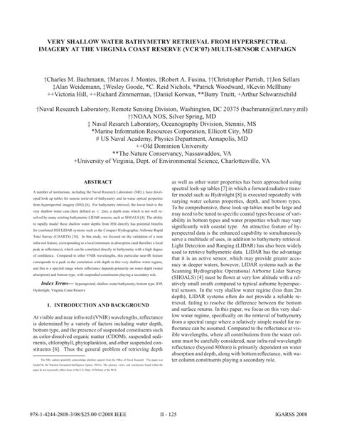 pdf very shallow water bathymetry retrieval from hyperspectral