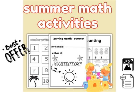Summer Math Activities Worksheet Graphic By Dohaforkdp · Creative Fabrica