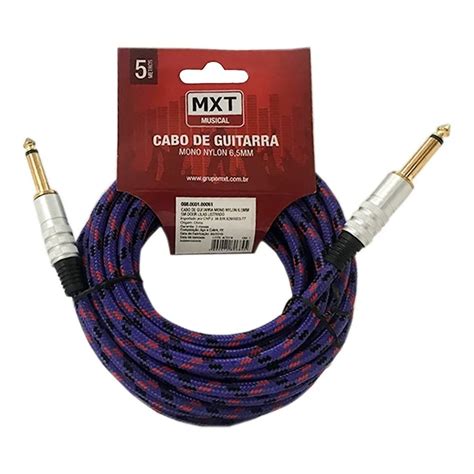 Cabo P10 P10 Guitarra 5 Metros Nylon Têxtil Violão Baixo Shopee Brasil