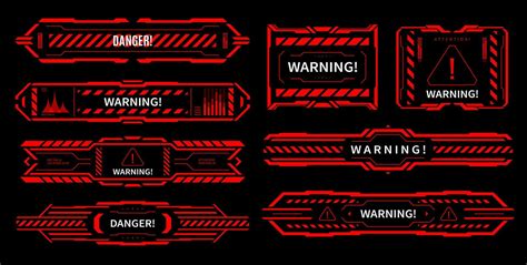 Hud Danger And Alert Attention Red Interface Signs 24082321 Vector Art At Vecteezy