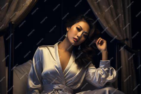 Premium Photo Beautiful Asian Girl Wearing Night Dress In Cozy Bedroom