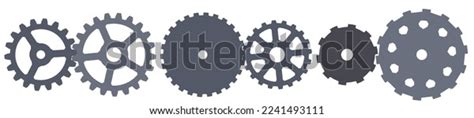 Six Industrial Gears Connecting Cogs Stock Illustration