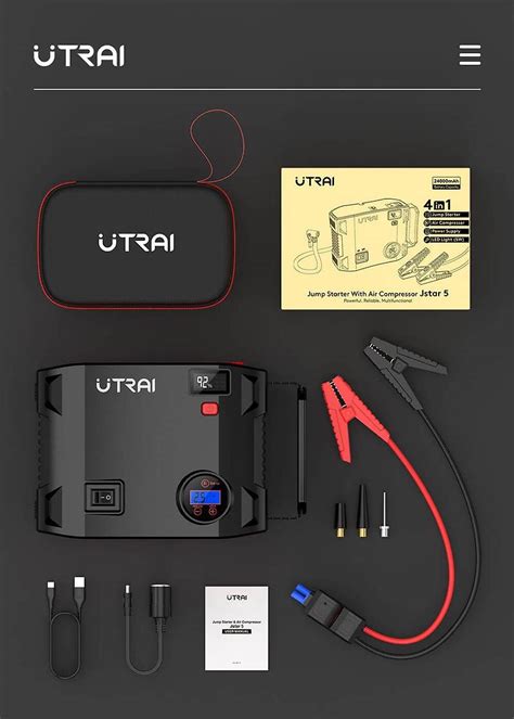 Utrai Jstar 5 4 In 1 2000a 점프 스타터 24000mah 보조베터리 150psi 공기 압축기 타이어 펌프
