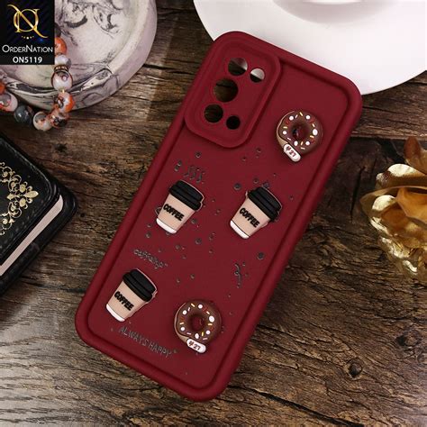 Oppo Reno 5 5g Cover Maroon D1 Cute 3d Donut Coffee Soft Silicon