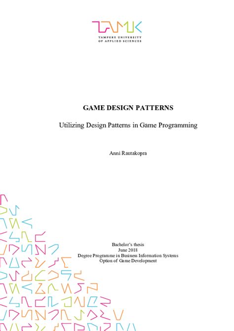 Pdf Game Design Patterns Utilizing Design Patterns In Game