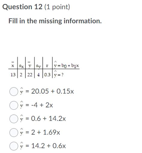 Solved Question 12 1 Point Fill In The Missing