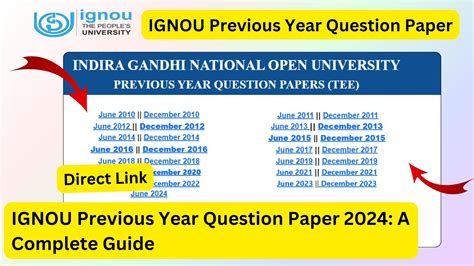 Ignou Previous Year Question Paper 2024 A Complete Guide