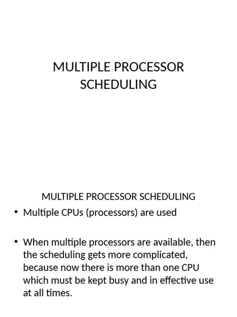 Multiple Processor Scheduling Techniques Pdf Scheduling Computing