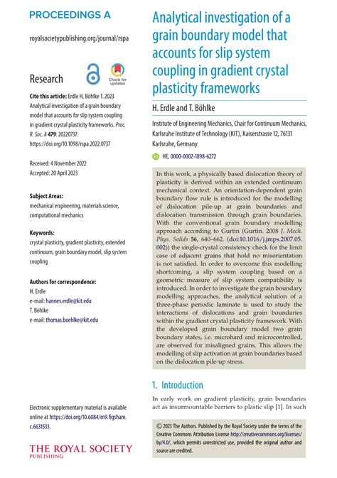 Pdf Analytical Investigation Of A Grain Boundary Model That Accounts