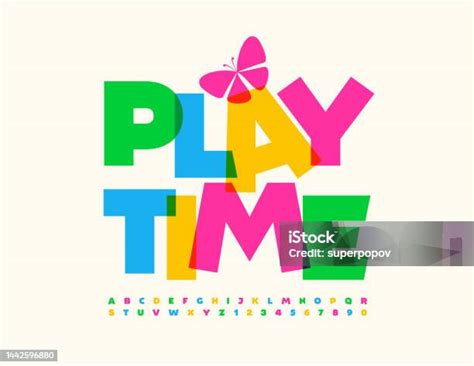 벡터 재미 기호 재생 시간 밝고 장난기 많은 알파벳 문자와 숫자 세트 운동장에 대한 스톡 벡터 아트 및 기타 이미지 운동장