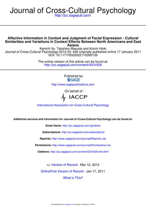 Pdf Affective Information In Context And Judgment Of Facial