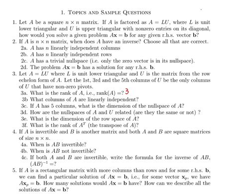 Solved 1 Let A Be A Square N×n Matrix If A Is Factored As
