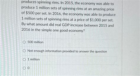 Solved Produces Spinning Rims In 2015 ﻿the Economy Was