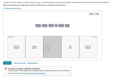 solved consider four blocks floating in a water oil mixture