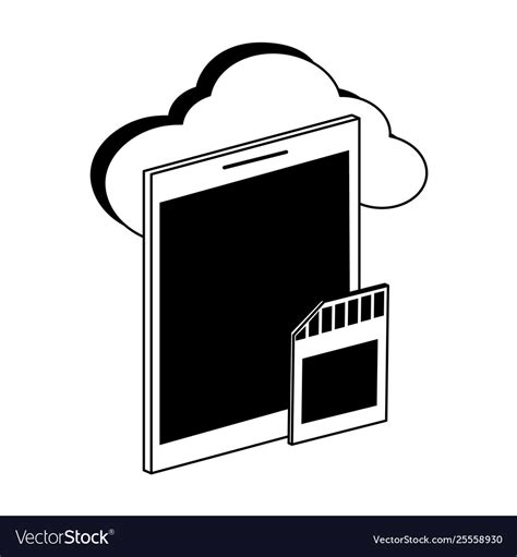 Cloud Computing Technology In Black And White Vector Image