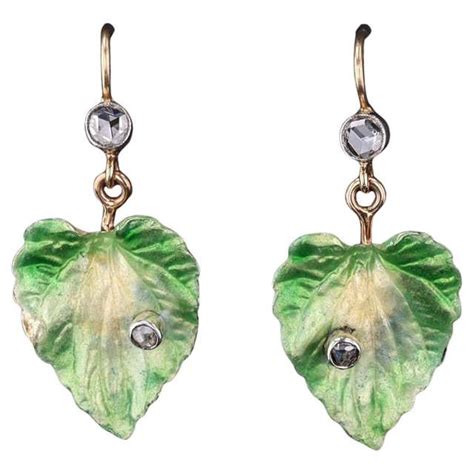 Dendritic Agate And Diamond Earrings Of 14k Gold For Sale At 1stdibs