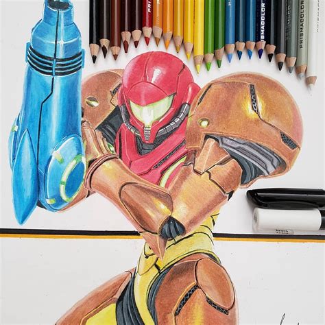 Prismacolor Pencil Drawing Of Samus R Drawing