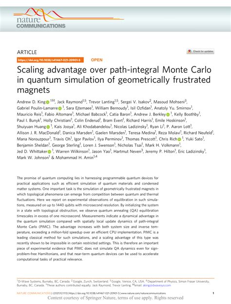 Pdf Scaling Advantage Over Path Integral Monte Carlo In Quantum Simulation Of Geometrically