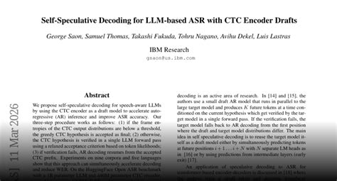 Paper Page Self Speculative Decoding For Llm Based Asr With Ctc