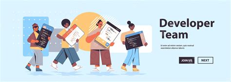 Premium Vector Mix Race Web Developers Creating Program Code