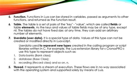 Lua Data Types Online Presentation
