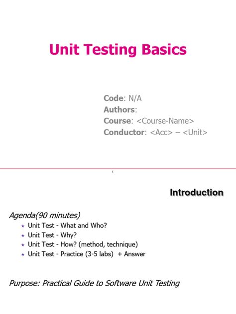 Lesson 21 Unit Testing Basics Pdf Unit Testing Software Testing