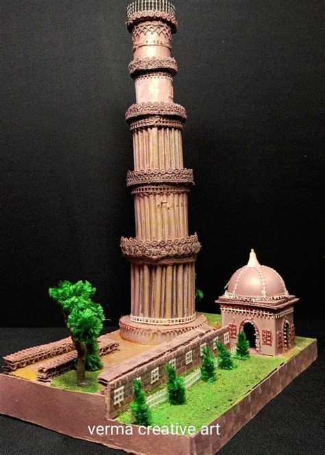क़ुतुब मीनार का मॉडल Model Of Qutub Minar How To Make Qutub Minar Model Craft Work For