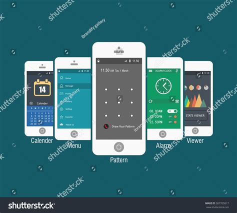 Mobile Application Interface Concept Vector Illustration 스톡 벡터