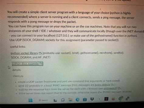 Solved You Will Create A Simple Client Server Program With A
