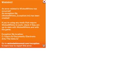PLEASE HELP LAST EXEPTİON Technical Support WickedWhims LoversLab