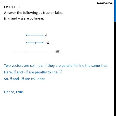 Ex 10 1 5 True Or False I A And A Are Collinear Ex 10 1