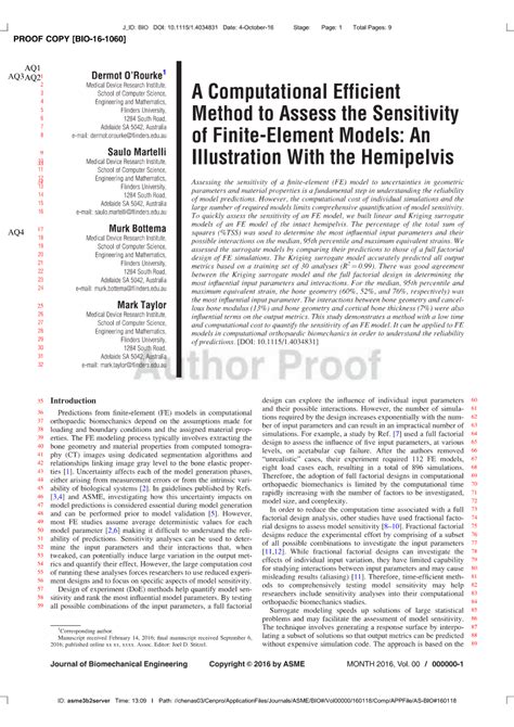 Pdf A Computational Efficient Method To Assess The Sensitivity Of Finite Element Models An