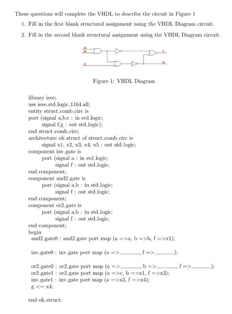 Solved These Questions Will Complete The Vhdl To Describe