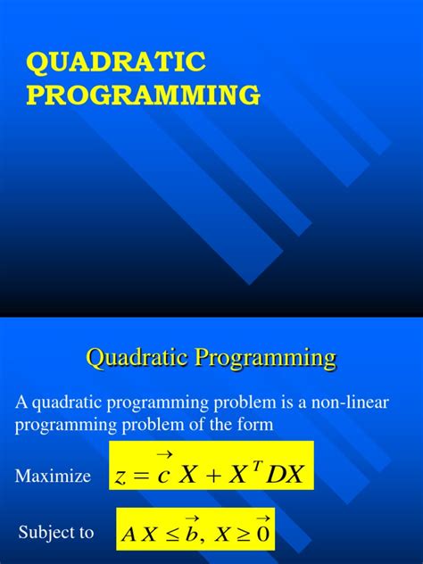 L32 Quadratic Programming Modified Simplex Algorithm Pdf