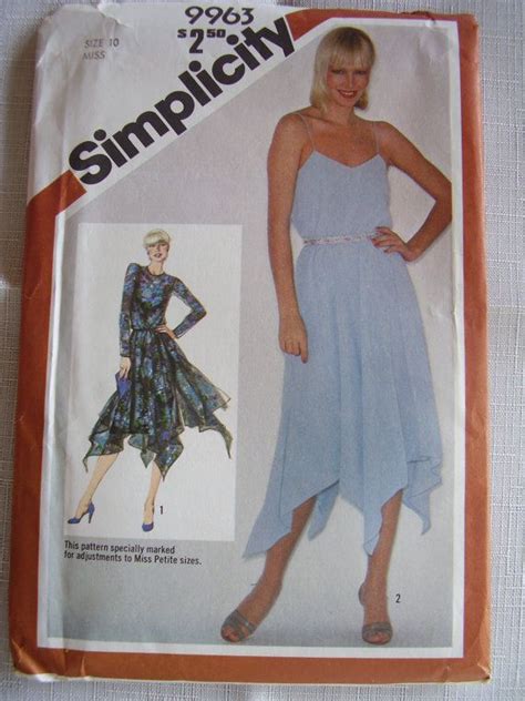 Vintage 1981 Simplicity 9963 Handkerchief Hem Dress Pattern Etsy