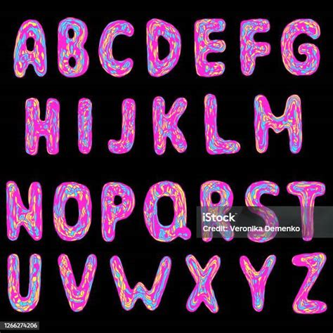 손으로 그린 네온 낙서 알파벳 영어 문자 디자인 최소한의 스타일 문자 타이포그래피 디자인 손으로 그린 트렌디 한 세트 간단한