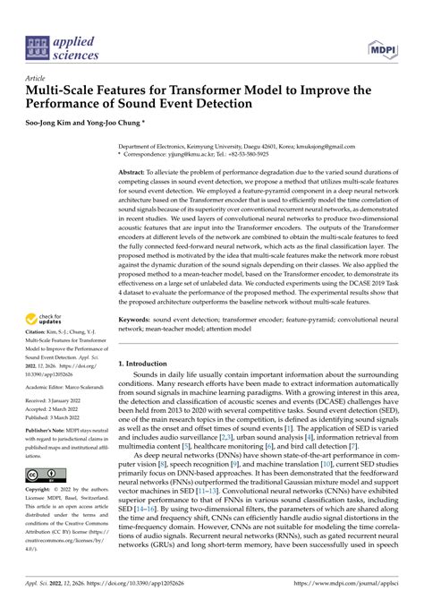 Pdf Multi Scale Features For Transformer Model To Improve The