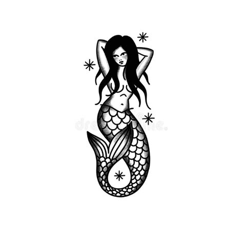 Black And White Mermaid Tattoos