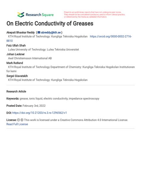 2022 Kth Electricconductivityofgreases Eis Pdf Electrical