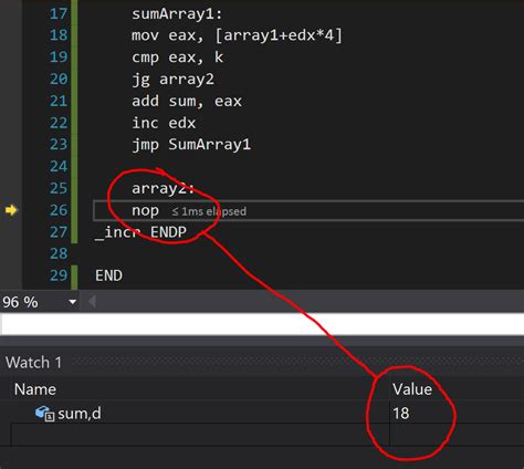 Assembly Masm Loop Jumping Without Adding Final Value Of Array Stack