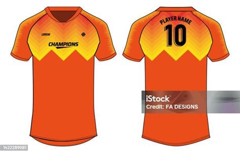 스포츠 저지 티셔츠 디자인 컨셉 벡터 템플릿 셰브론 스트라이프 V 넥 라글란 슬리브 풋볼 저지 컨셉으로 축구 크리켓 배구 럭비 배드민턴 유니폼 0명에 대한 스톡 벡터 아트